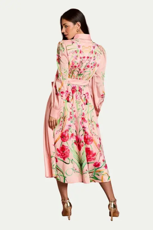 Coast Border Print Organza Shirt Dress - Blush