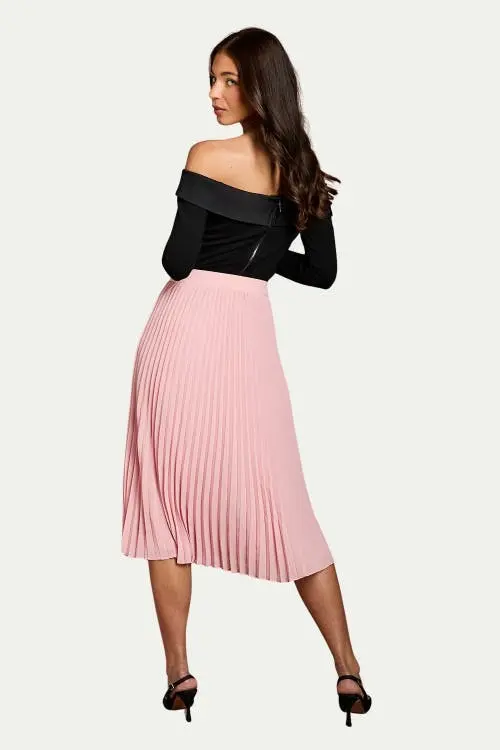 Coast Pleated Georgette Midi Skirt