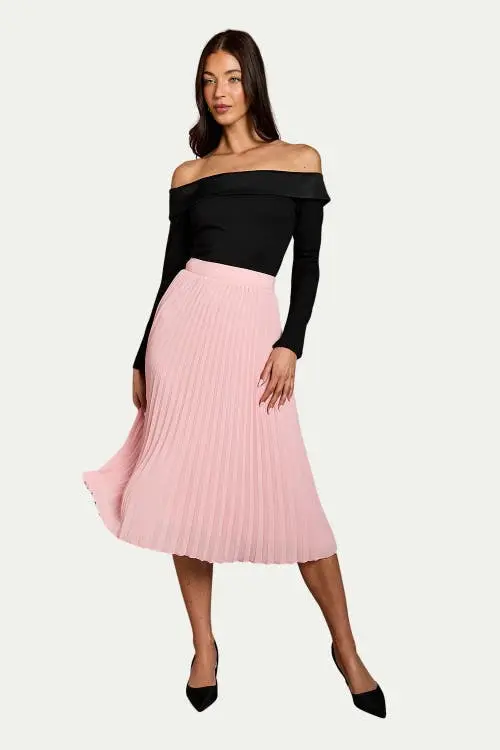 Coast Pleated Georgette Midi Skirt - Light Pink