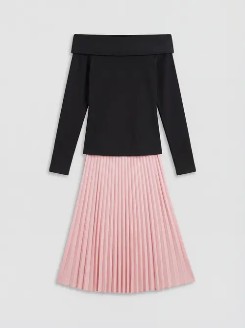 Coast Pleated Georgette Midi Skirt