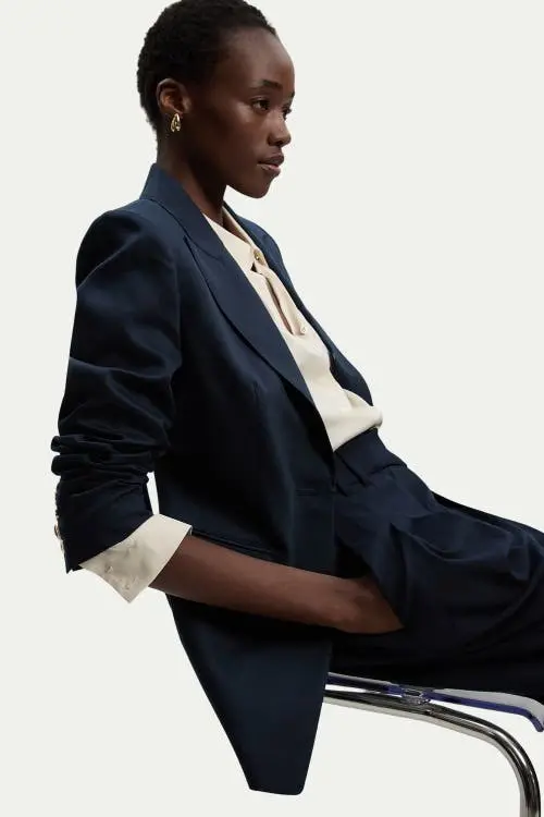 Karen Millen Tailored Linen Single Breasted Blazer