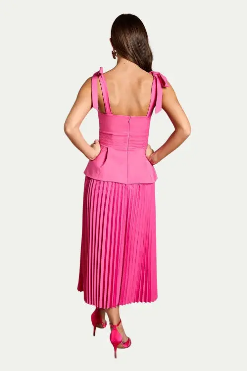 Coast Bow Shoulder Peplum Midi Dress