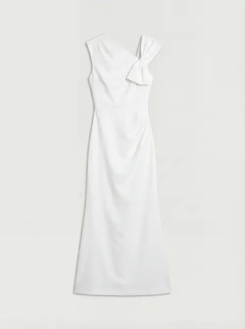 Coast Asymmetrical Neckline Bow Detail Crepe Gown