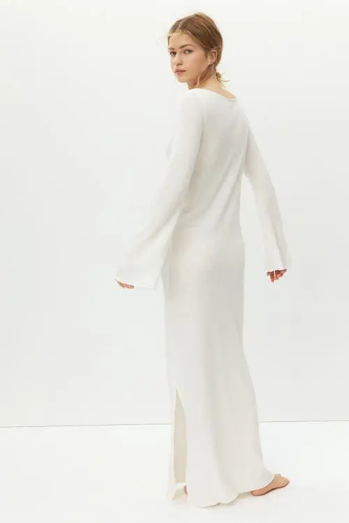 H&m Fine-knit Boat-neck Dress - White