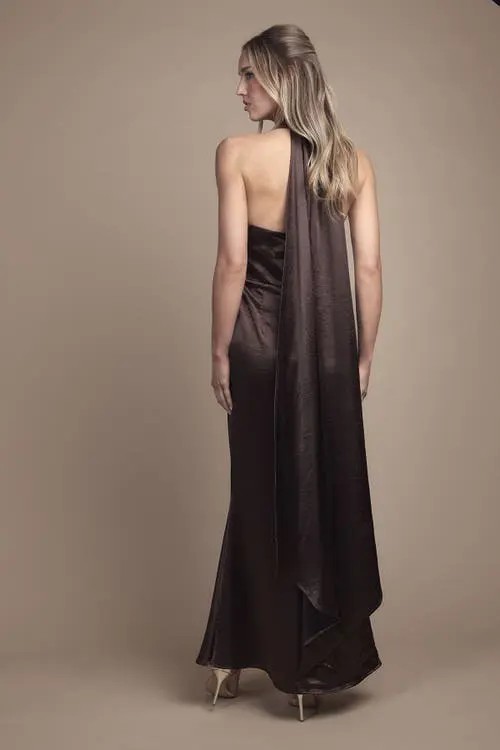 Coast Satin Halterneck Maxi Dress With Keyhole Detail