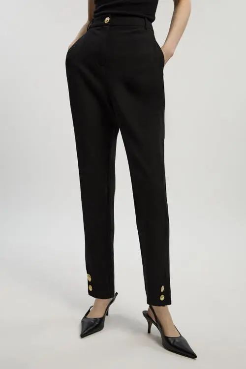 Karen Millen Petite Military Straight Leg Trousers - Black