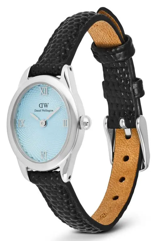 DANIEL WELLINGTON Ophelia Mini Leather Strap Watch - Silverone/blue/black