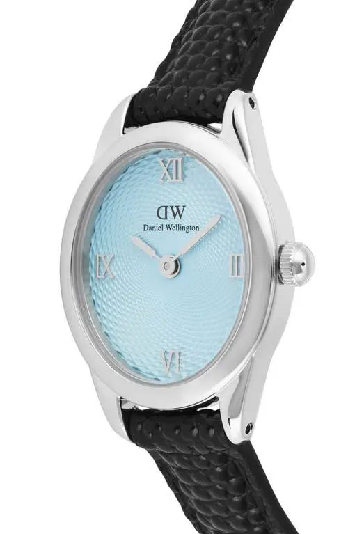 DANIEL WELLINGTON Ophelia Mini Leather Strap Watch - Silverone/blue/black