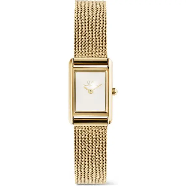 DANIEL WELLINGTON Bound Mini Tank Mesh Strap Watch - Goldone