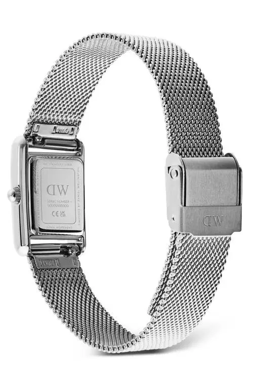 DANIEL WELLINGTON Bound Mini Tank Mesh Strap Watch - Silverone