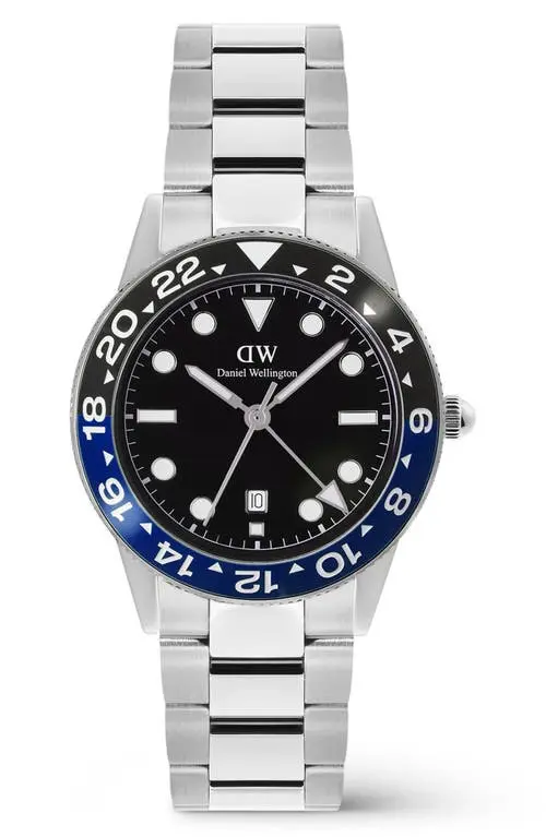 DANIEL WELLINGTON Iconic Ceramic Bezel Gmt Bracelet Watch - Silver-tone