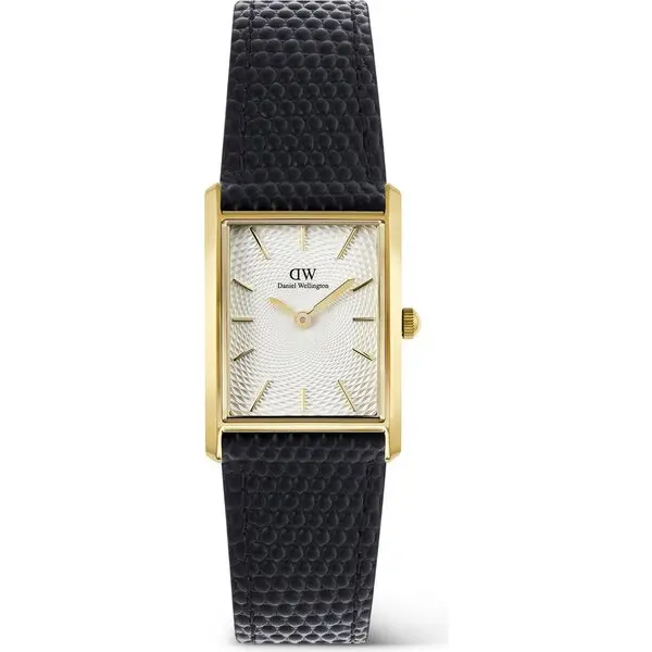 DANIEL WELLINGTON Bound Tank Leather Strap Watch - Goldone