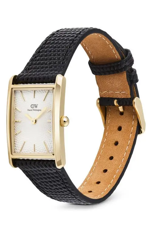 DANIEL WELLINGTON Bound Tank Leather Strap Watch - Goldone