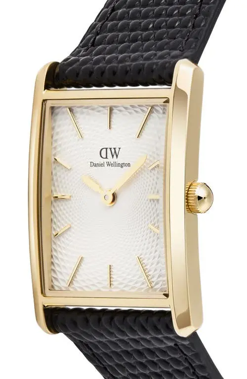 DANIEL WELLINGTON Bound Tank Leather Strap Watch - Goldone
