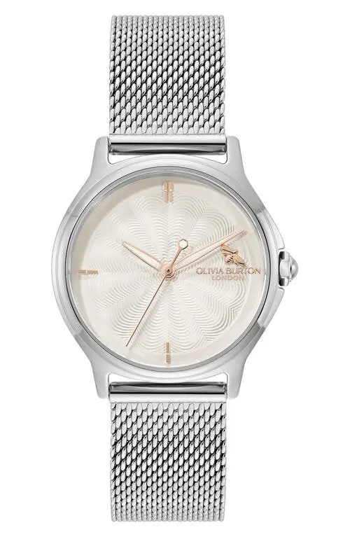 OLIVIA BURTON Classic Bee Mesh Strap Watch - Silver