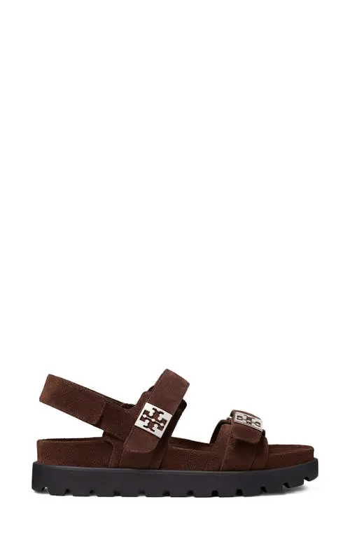 Tory Burch Suede Sport Sandals With Lug Sole - Dark Cocoa/perfect Black