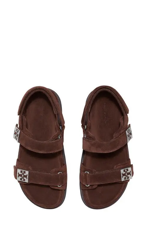 Tory Burch Suede Sport Sandals With Lug Sole - Dark Cocoa/perfect Black