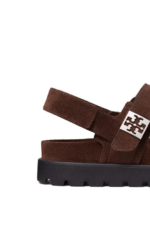 Tory Burch Suede Sport Sandals With Lug Sole - Dark Cocoa/perfect Black
