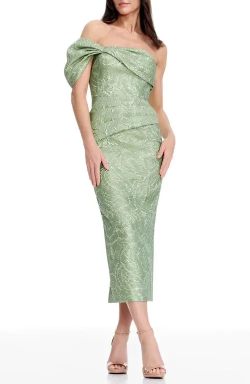 Dress The Population Cyprus Metallic Floral Jacquard Sheath Dress - Sage