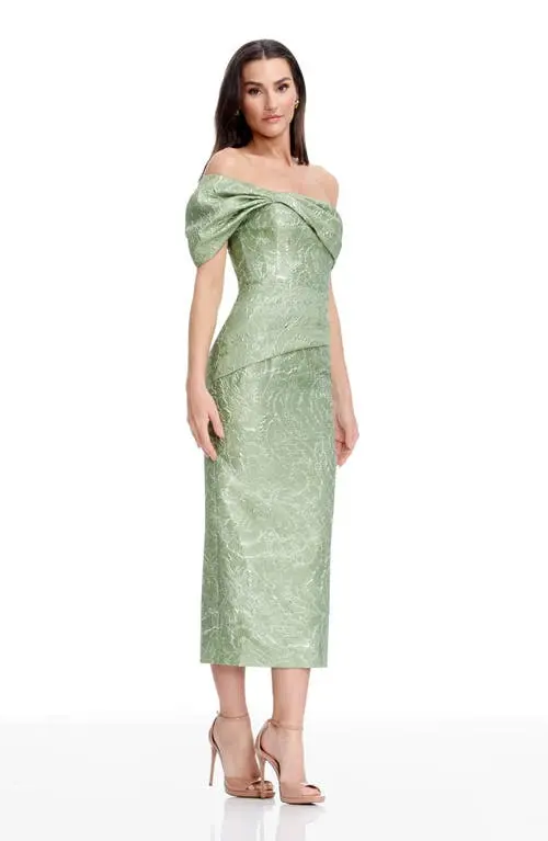 Dress The Population Cyprus Metallic Floral Jacquard Sheath Dress