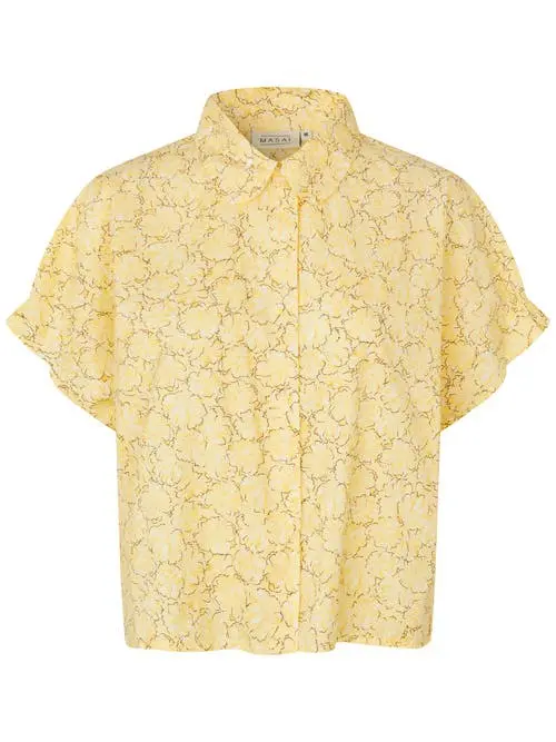 MASAI COPENHAGEN Floral Print Cotton Shirt With Ruffle Cuffs
