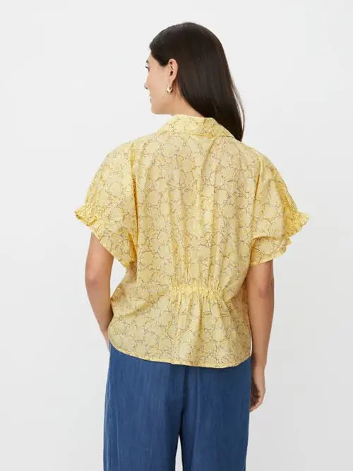 MASAI COPENHAGEN Floral Print Cotton Shirt With Ruffle Cuffs