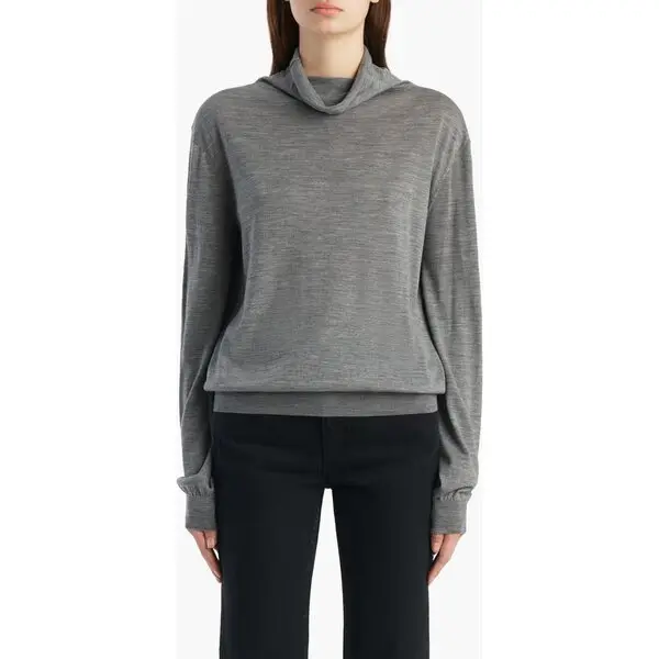 Khaite Annette Merino Wool Blend Funnel Neck Sweater - Sterling