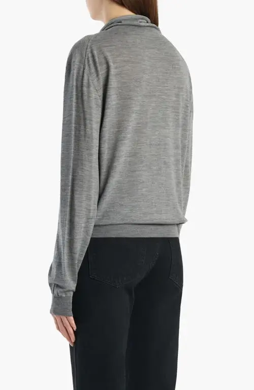 Khaite Annette Merino Wool Blend Funnel Neck Sweater - Sterling