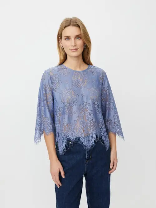 MASAI COPENHAGEN Mabeldora Lace Top - Stonewash