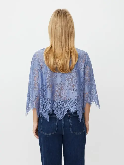 MASAI COPENHAGEN Mabeldora Lace Top With Scalloped Edges And 3/4 Sleeves