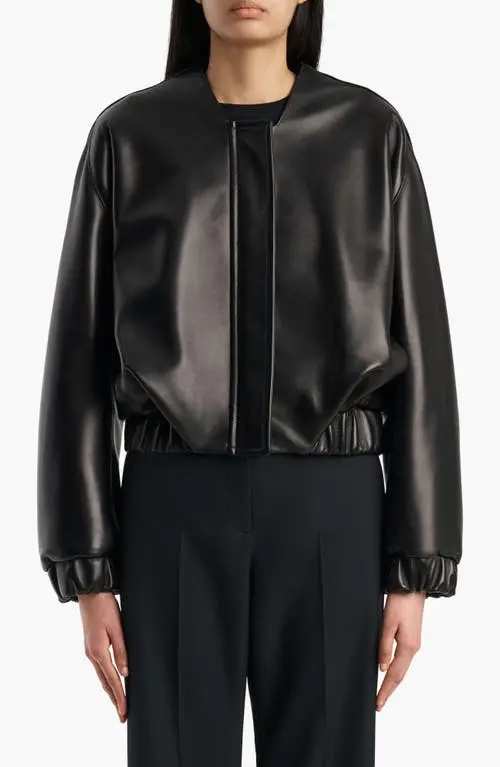 Khaite Cordan Lambskin Leather Bomber Jacket - Black