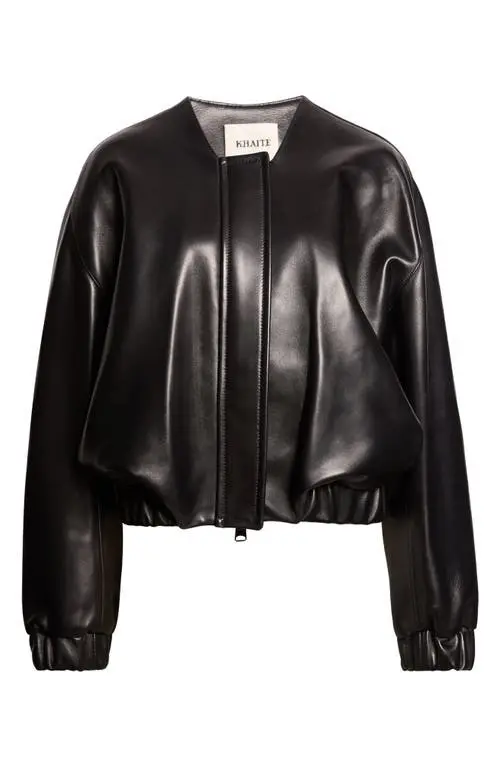 Khaite Cordan Lambskin Leather Bomber Jacket - Black