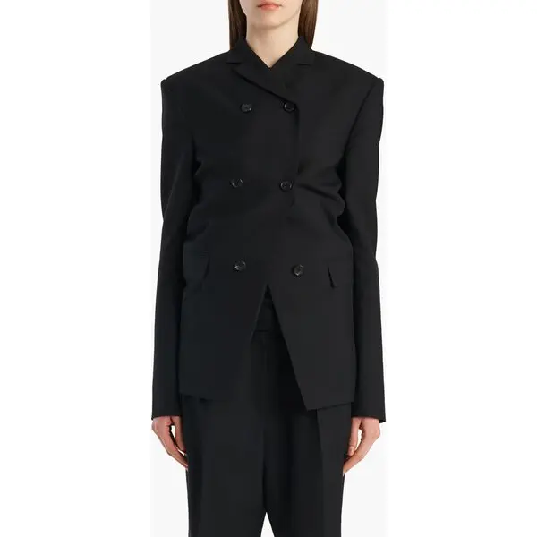 Khaite Rolo Double Breasted Wool And Silk Jacket - Black