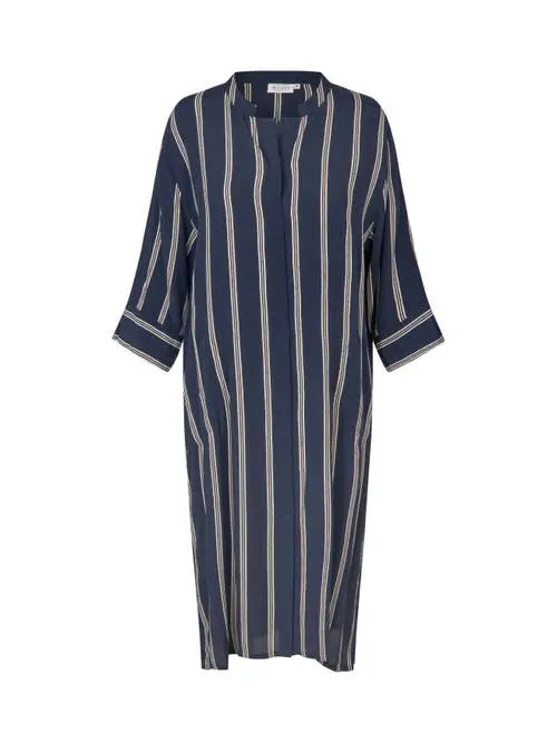 MASAI COPENHAGEN Striped V-neck Midi Dress