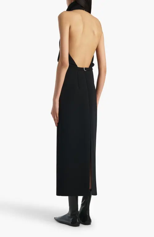 Khaite Roxanne Funnel Neck Double Face Crepe Halter Dress - Black