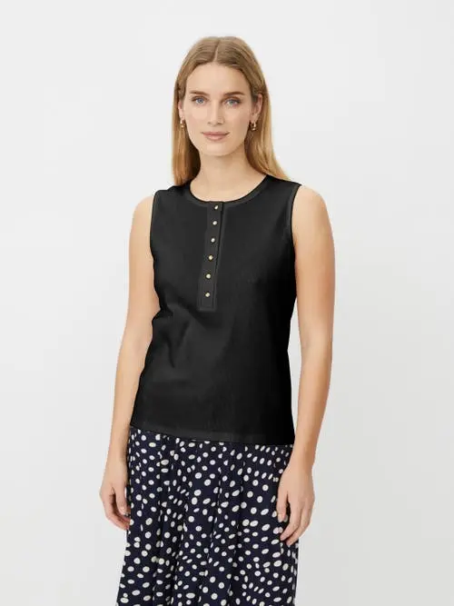 MASAI COPENHAGEN Sleeveless Henley Vest Top - Black