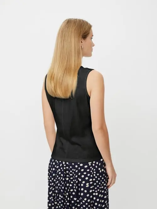 MASAI COPENHAGEN Sleeveless Henley Vest Top - Black