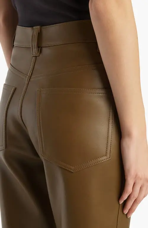 Khaite Callum Tapered Lambskin Leather Pants - Dark Olive