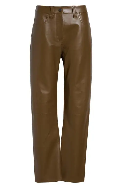 Khaite Callum Tapered Lambskin Leather Pants - Dark Olive