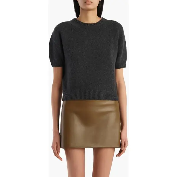 Khaite Short Sleeve Cashmere Sweater - Charcoal