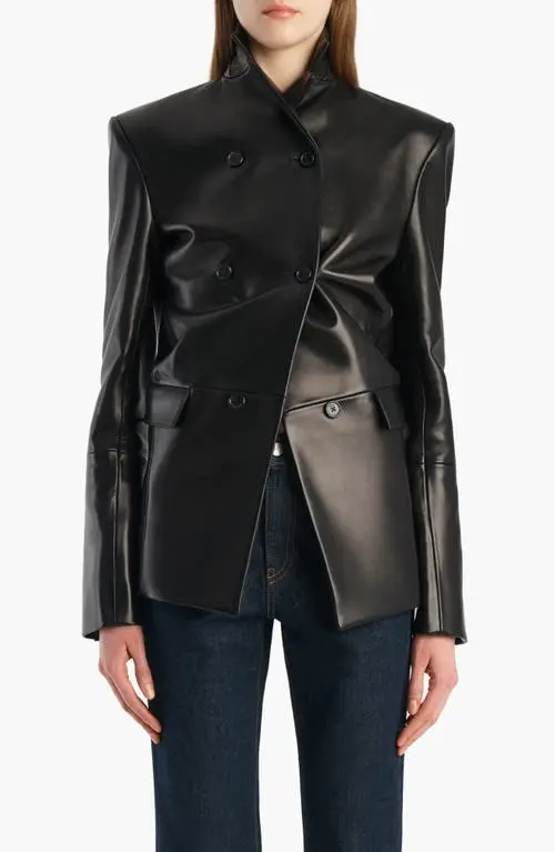 Khaite Rolo Double-breasted Lambskin Leather Jacket - Black