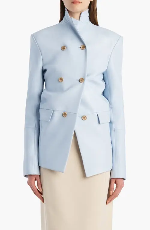 Khaite Rolo Double-breasted Lambskin Leather Jacket - Sky Blue