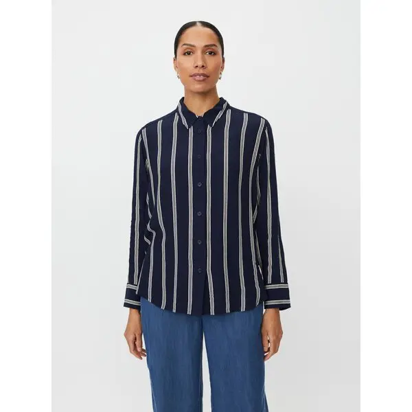 MASAI COPENHAGEN Striped Button-up Shirt - Navy Blazer