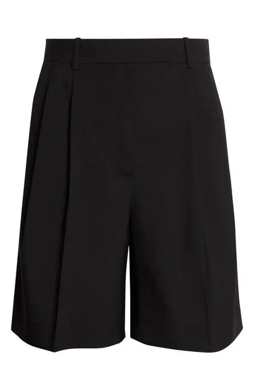 Khaite Auggie Pleated Wool Wide Leg Shorts