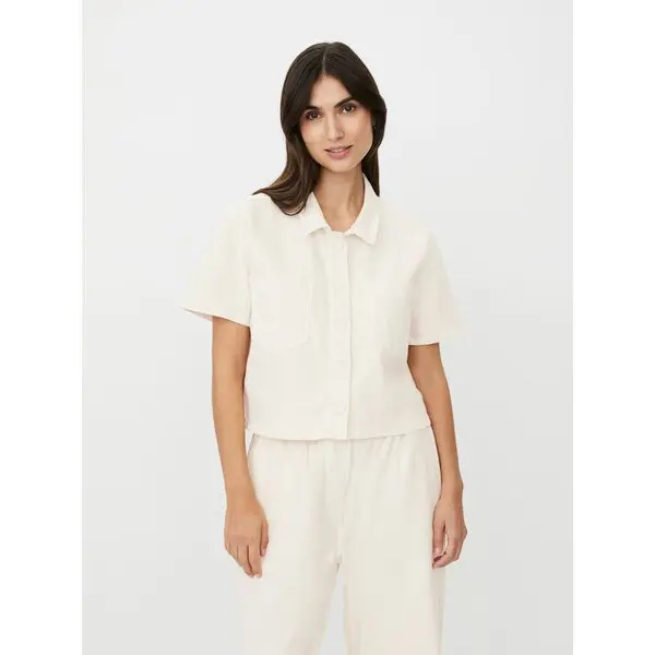 MASAI COPENHAGEN Cropped Shirt With Patch Pockets - Jet Stream
