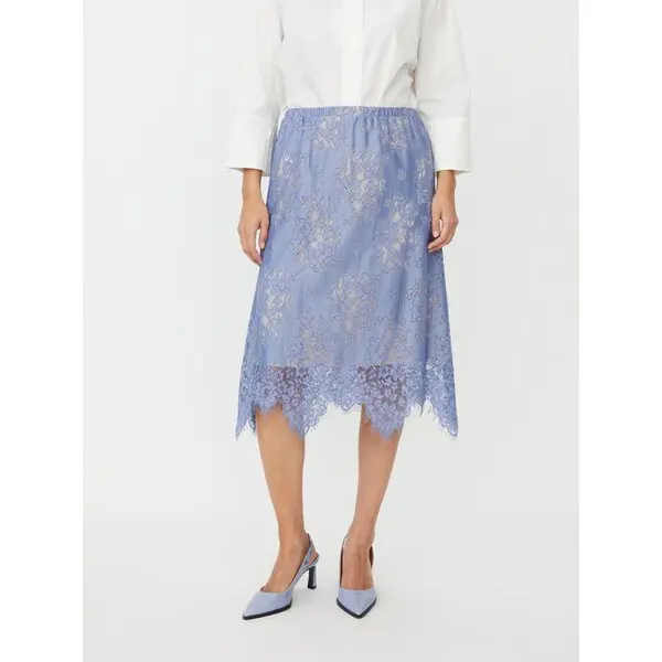 MASAI COPENHAGEN Masarivelle Lace Overlay Midi Skirt - Stonewash