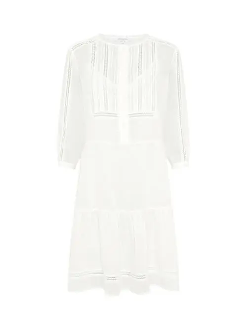 Gerard Darel Pintuck Tiered Midi Lace Dress