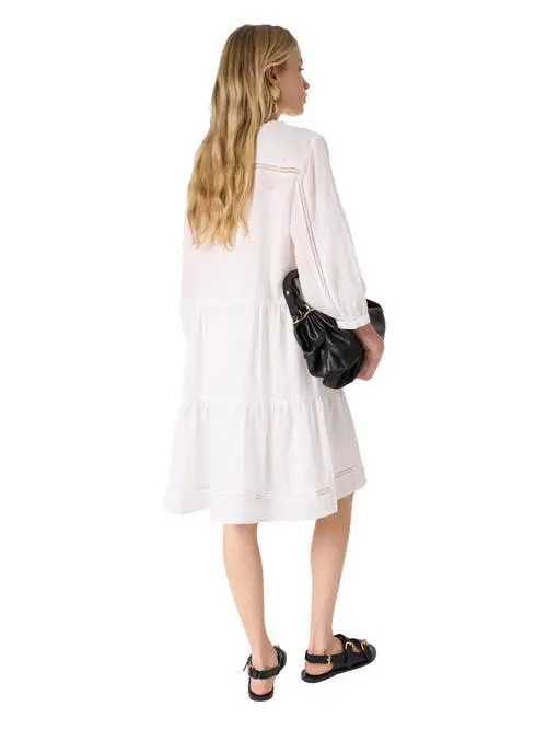 Gerard Darel Pintuck Tiered Midi Lace Dress