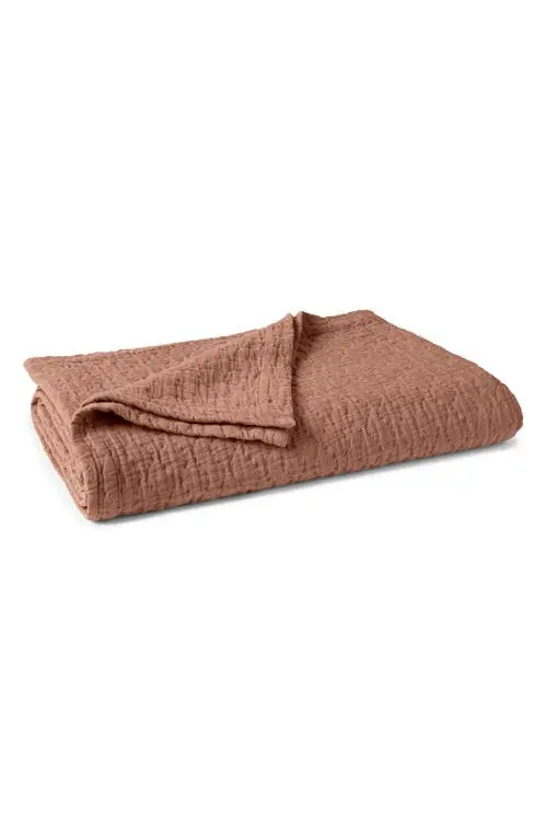 COYUCHI Pescadero Organic Cotton Matelassé Blanket - Praline