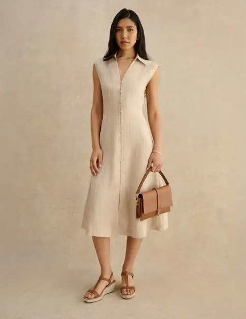 HOBBS LONDON Charlize Button-front Collared Dress